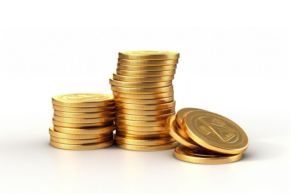 Stacked gold coins on white | Free Photo - rawpixel