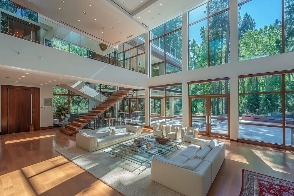 Luxurious modern glass mansion interior | Free Photo - rawpixel