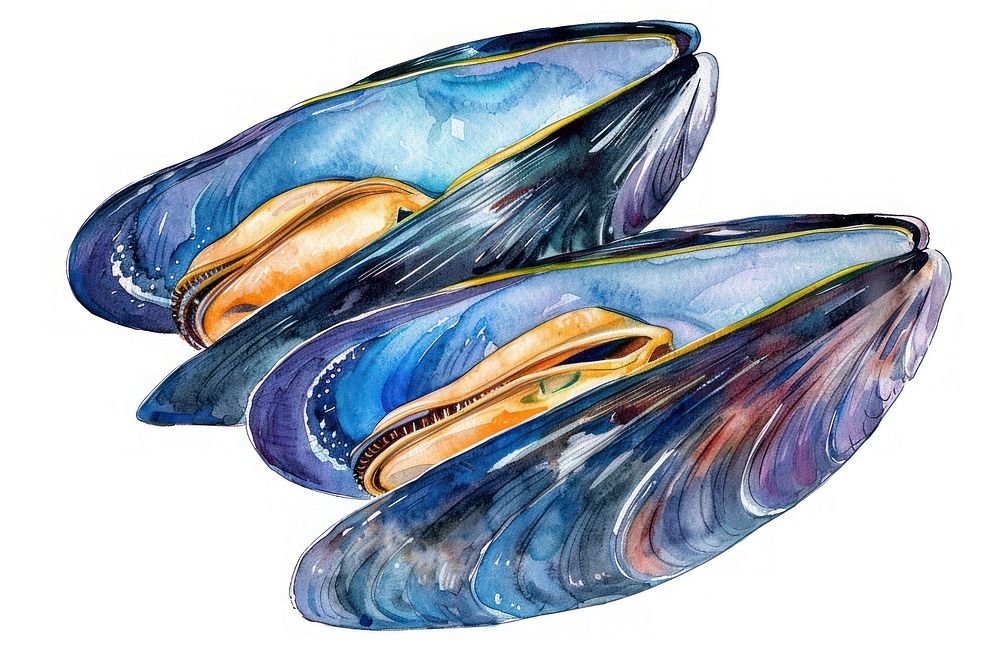 Colorful watercolor mussel illustration | Free Photo Illustration ...