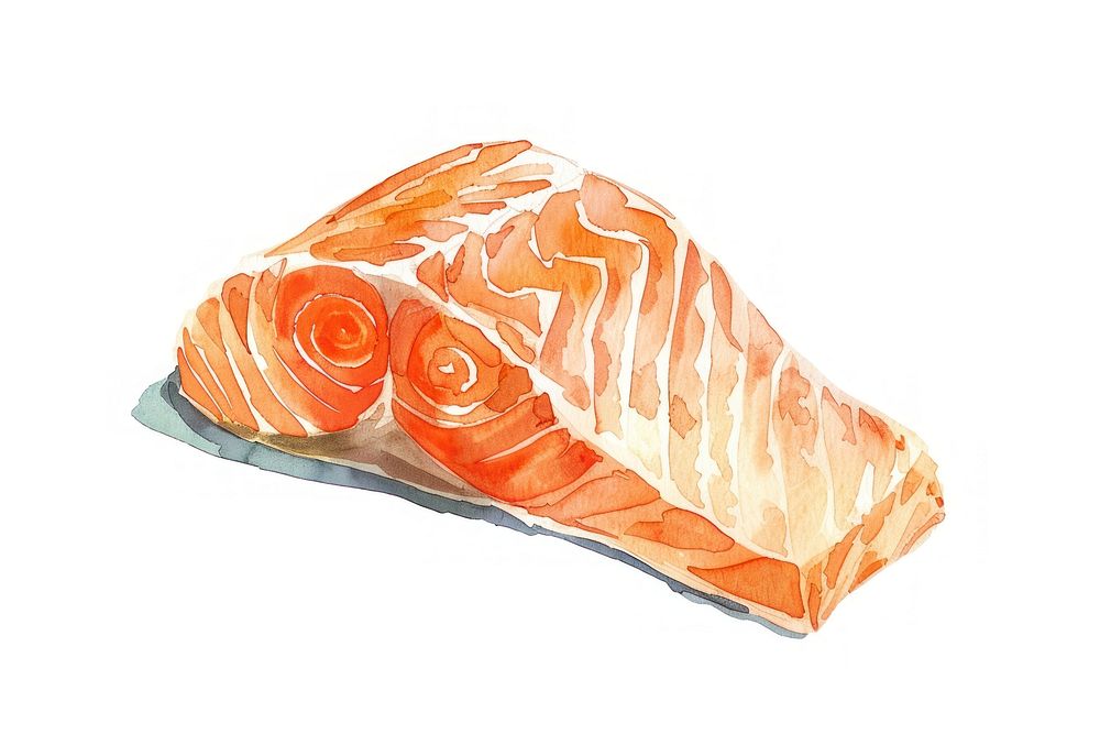 Watercolor salmon fillet illustration | Free Photo Illustration - rawpixel