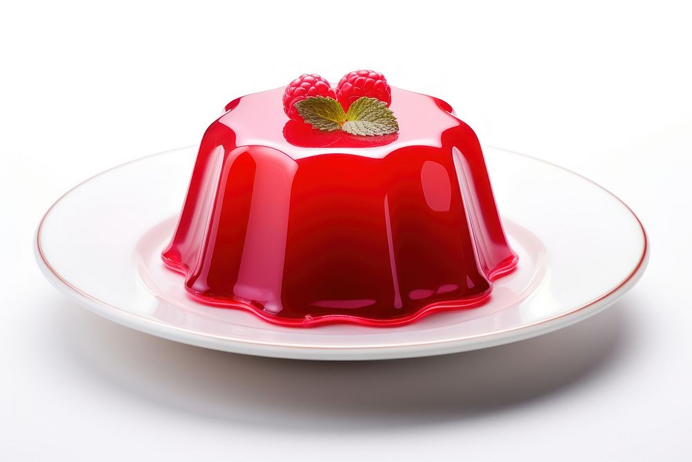 Raspberry gelatin dessert on plate | Free Photo - rawpixel