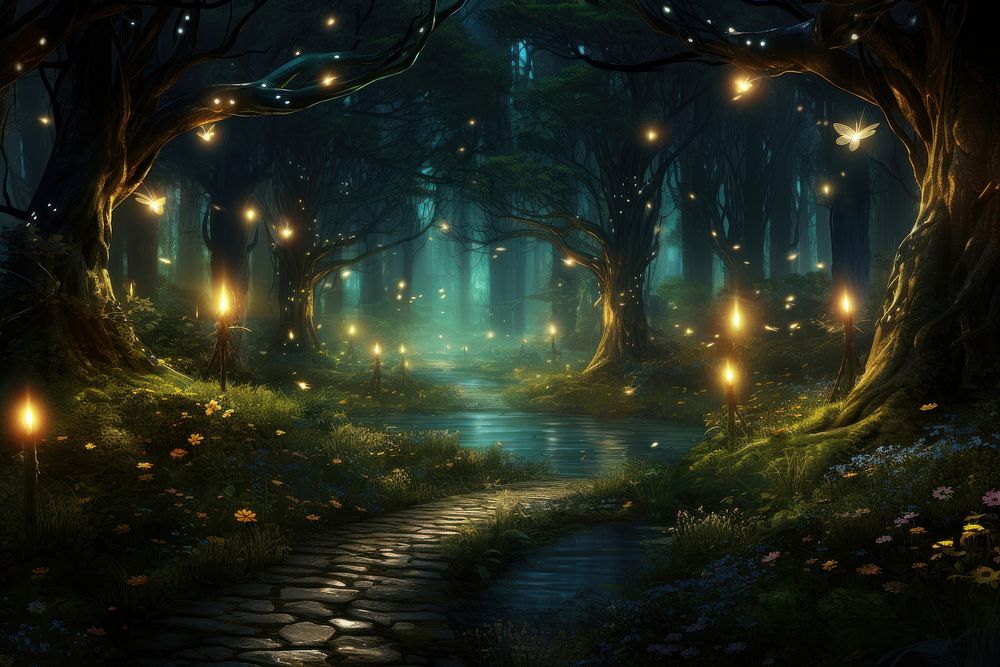 Mythical forest enchanted woodland firefly. | Free Photo Illustration ...