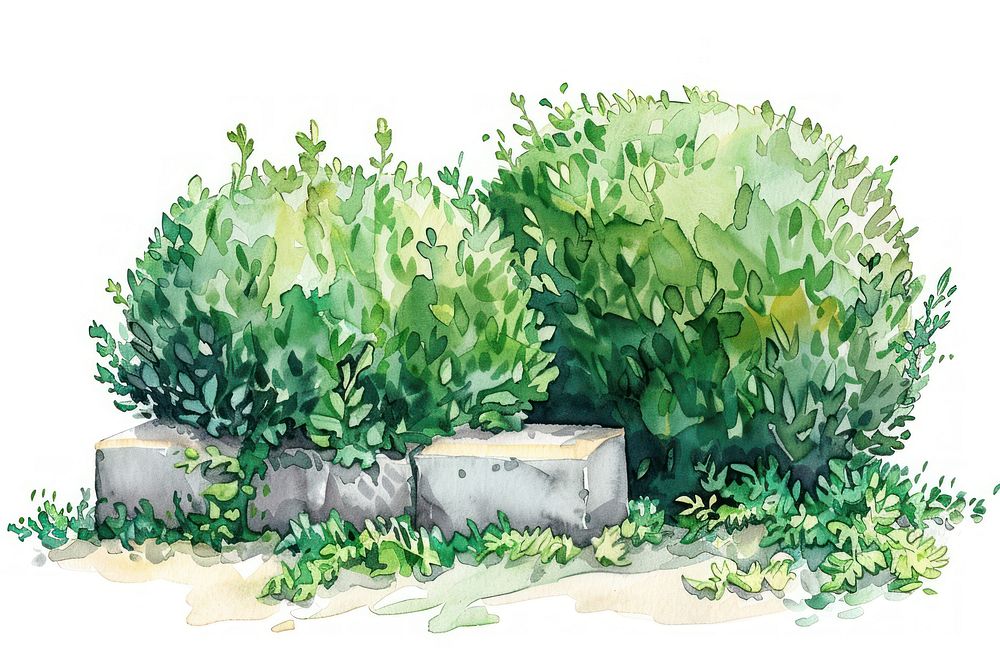 Lush green bushes watercolor illustration | Free Photo Illustration ...