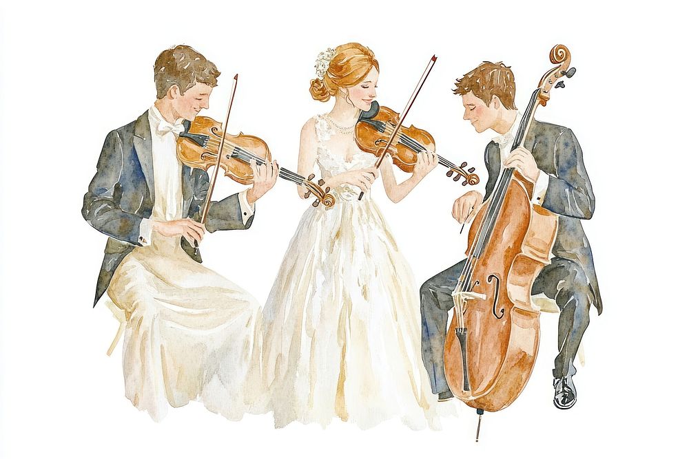 Elegant wedding string trio illustration | Free Photo Illustration ...