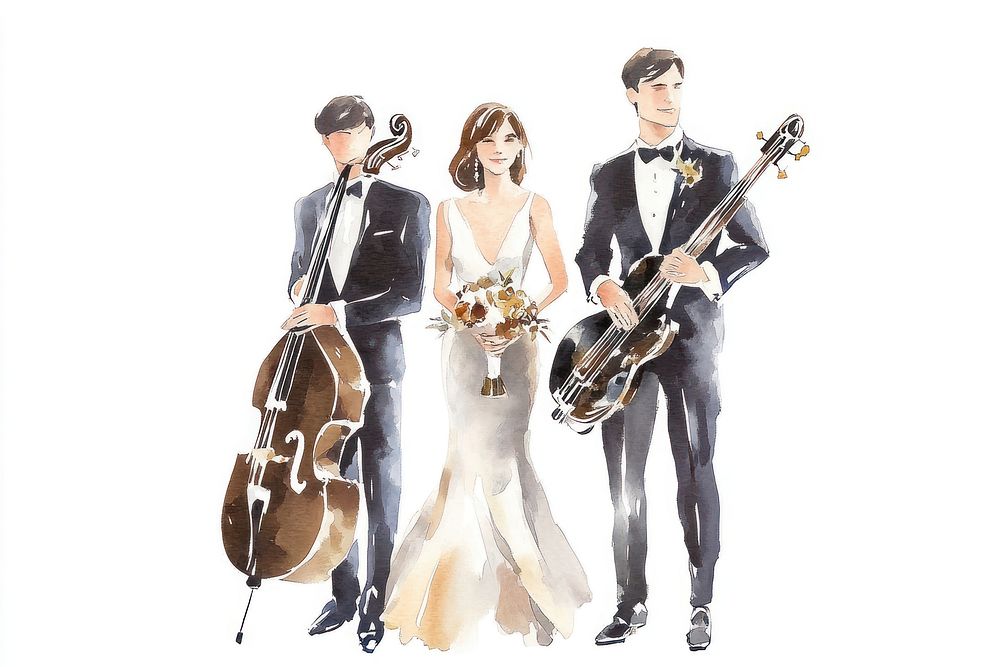 Elegant wedding string trio illustration | Free Photo Illustration ...