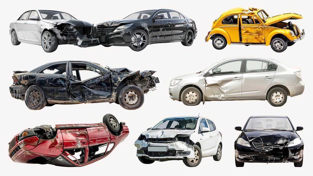 Crashed car design element set | Free Photo - rawpixel