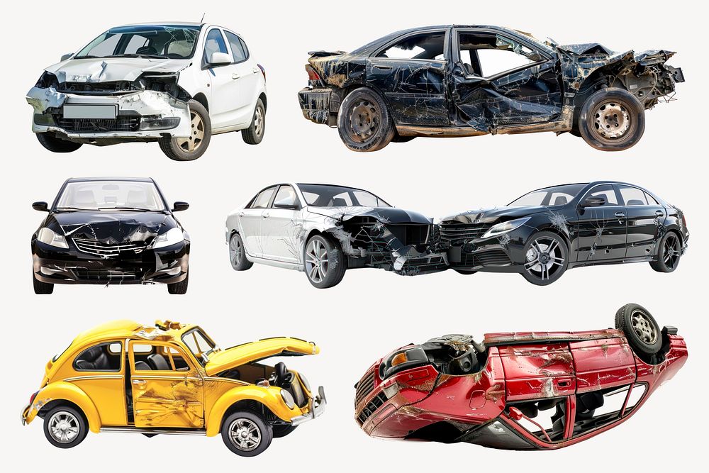 Crashed car design element set | Free Photo - rawpixel