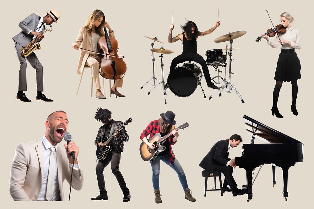 Musical people design element set | Free Photo - rawpixel