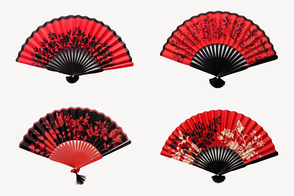 Red hand fan design element | Free Photo - rawpixel
