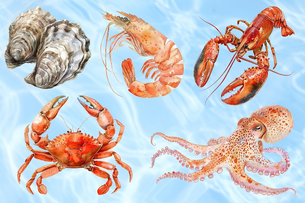 Fresh seafood design element set | Free Photo - rawpixel