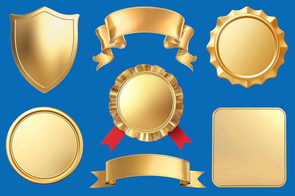 Golden badge design element set | Free Photo - rawpixel
