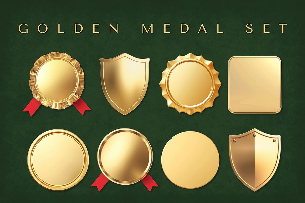 Golden badge design element set | Free Photo - rawpixel