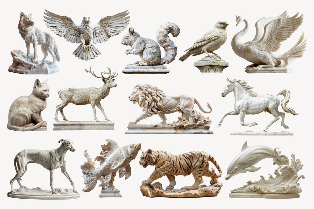 Animal statue design element set | Free Photo - rawpixel