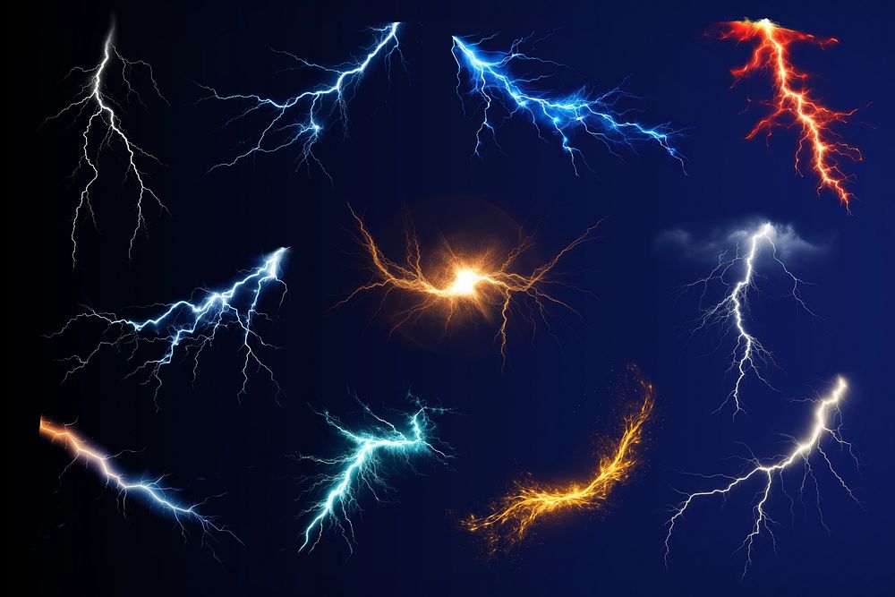 Lightning design element set | Free Photo - rawpixel