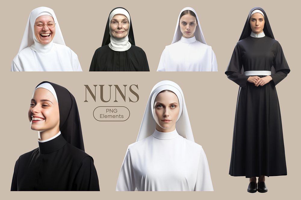 Nun design element set | Free Photo - rawpixel