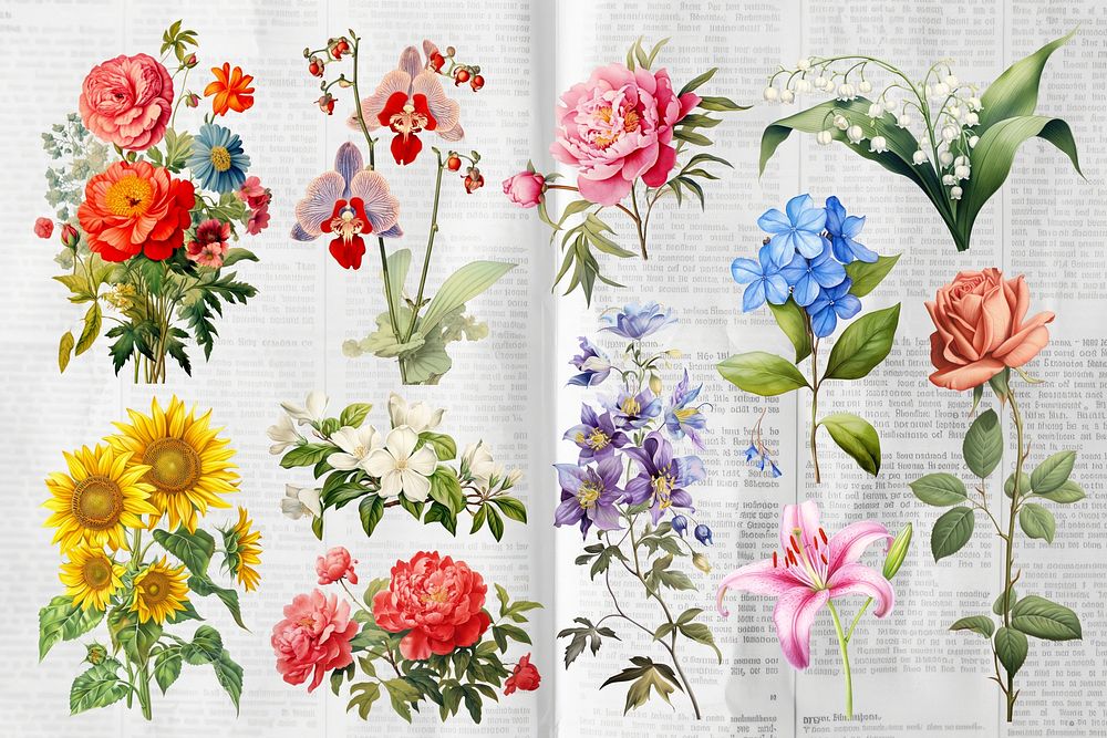 Vintage flower design element set | Free Photo - rawpixel