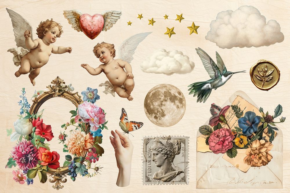 Vintage collage design element set | Free Photo - rawpixel