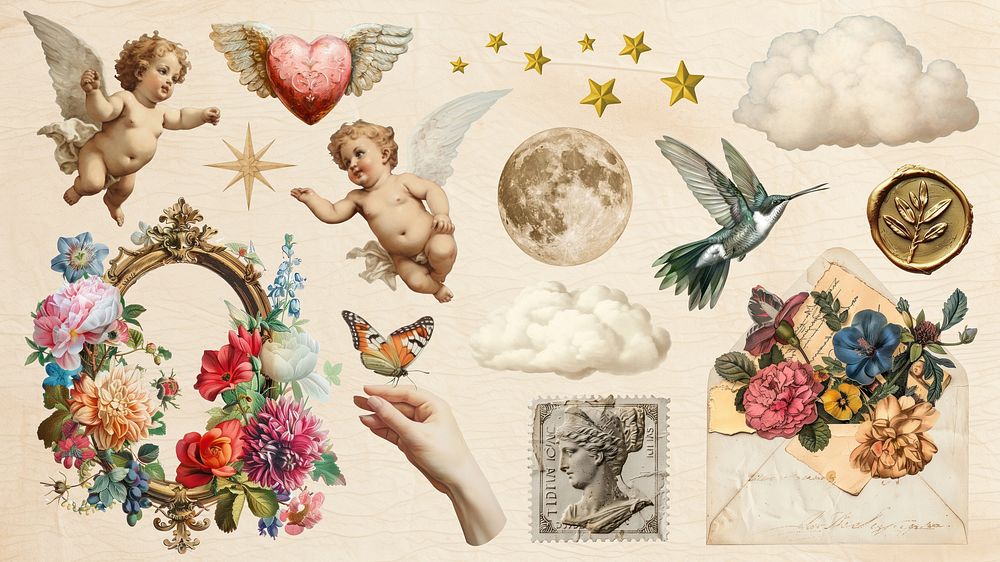 Vintage collage design element set | Free Photo - rawpixel