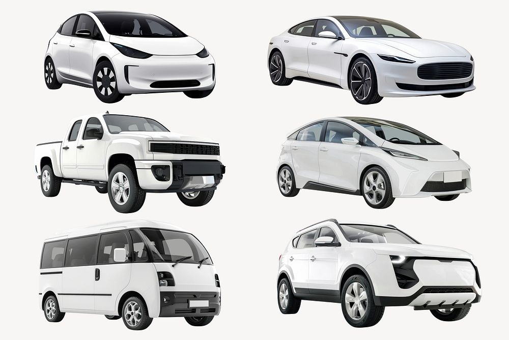 White car design element set | Free Photo - rawpixel