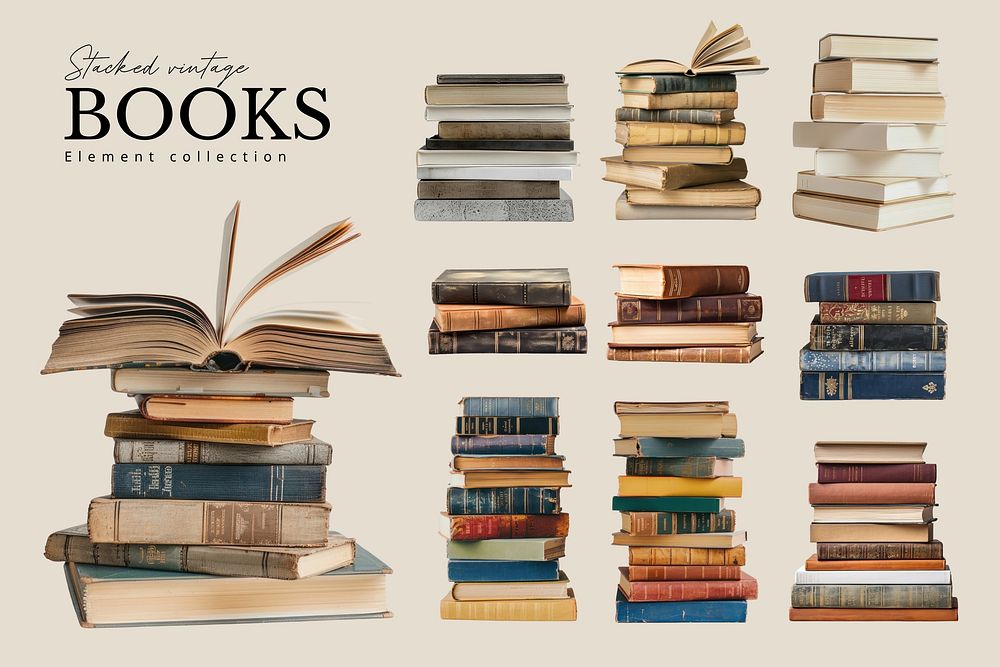 Vintage stacked books design element | Free Photo - rawpixel