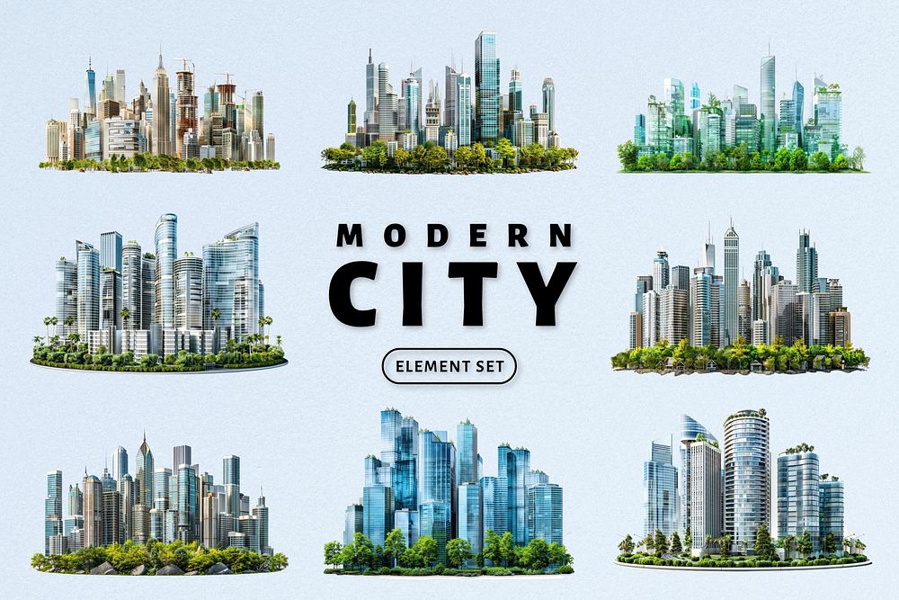 Modern city design element set | Free Photo - rawpixel