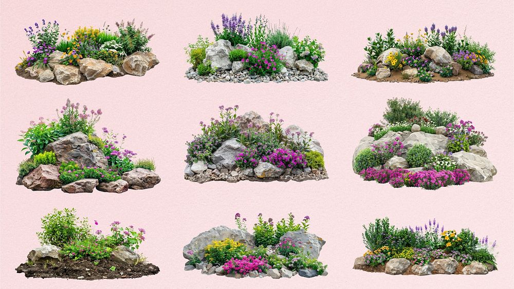Flower garden design element set | Free Photo - rawpixel