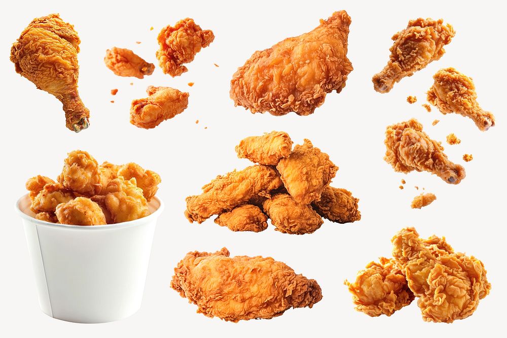 Fried chicken design element set | Free Photo - rawpixel