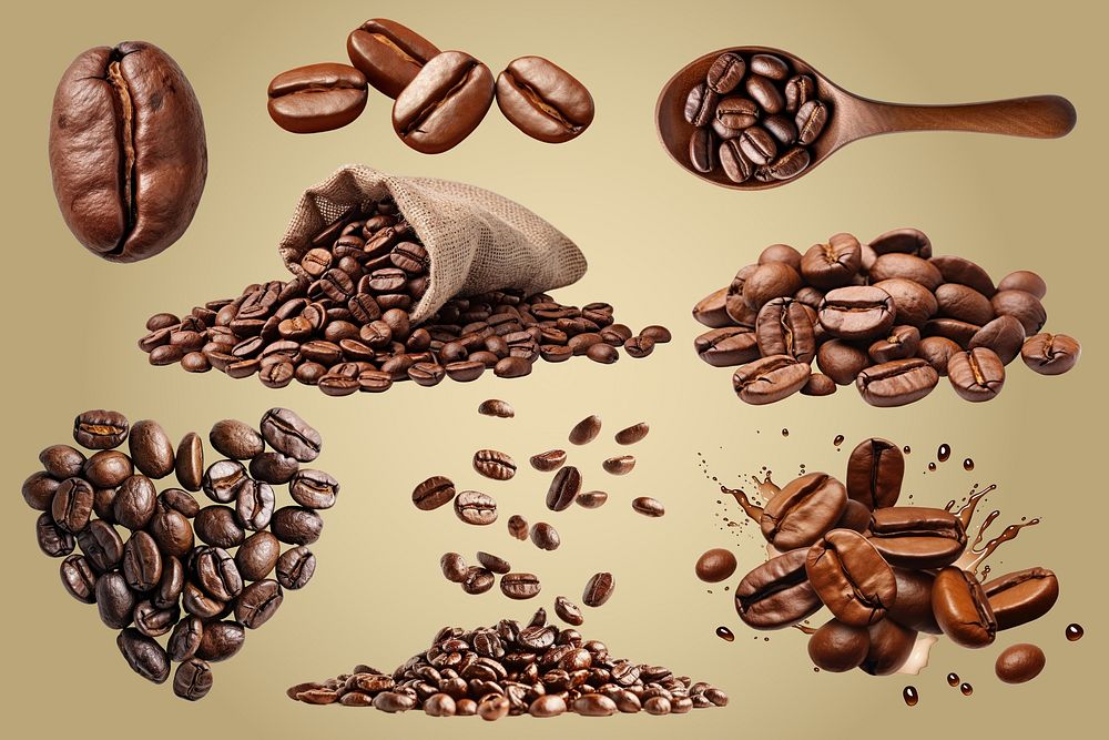 Coffee beans design element set | Free Photo - rawpixel