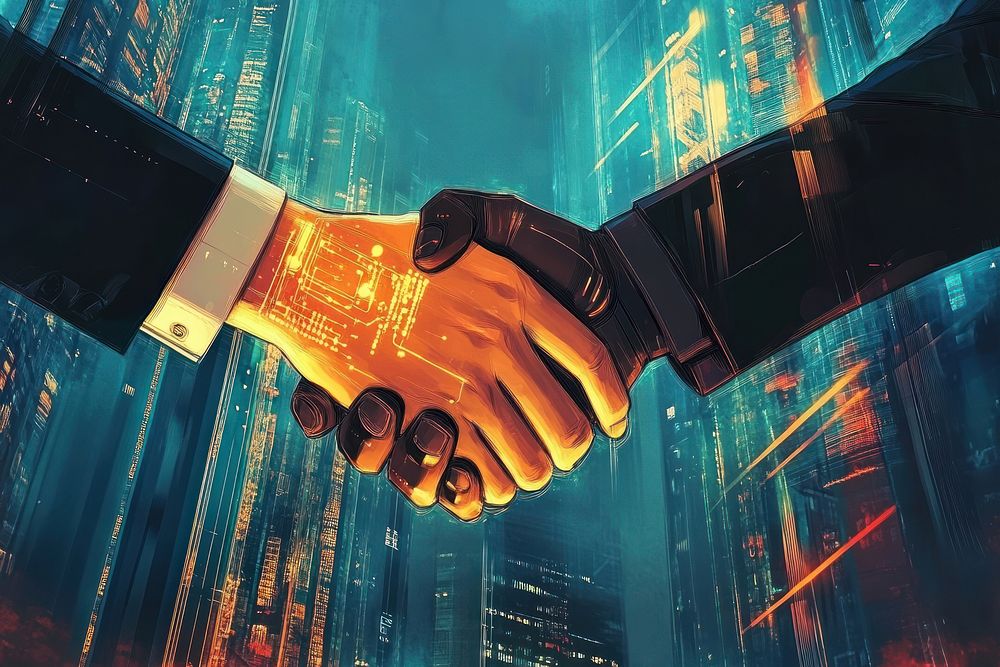 Handshake handshake partnership futuristic. | Free Photo - rawpixel