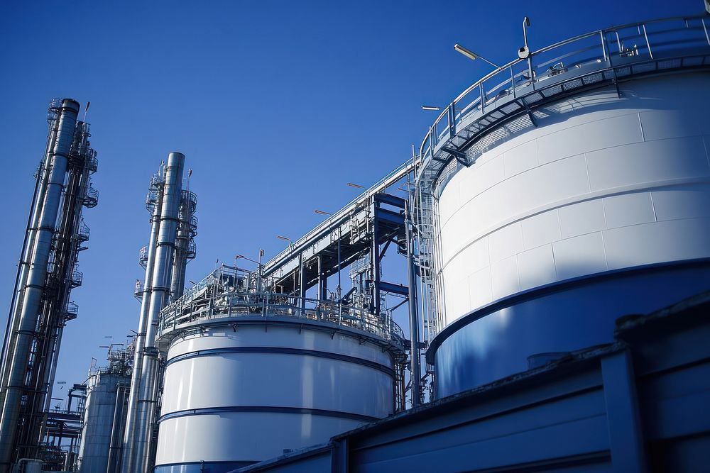 Industrial tanks under clear sky | Free Photo - rawpixel