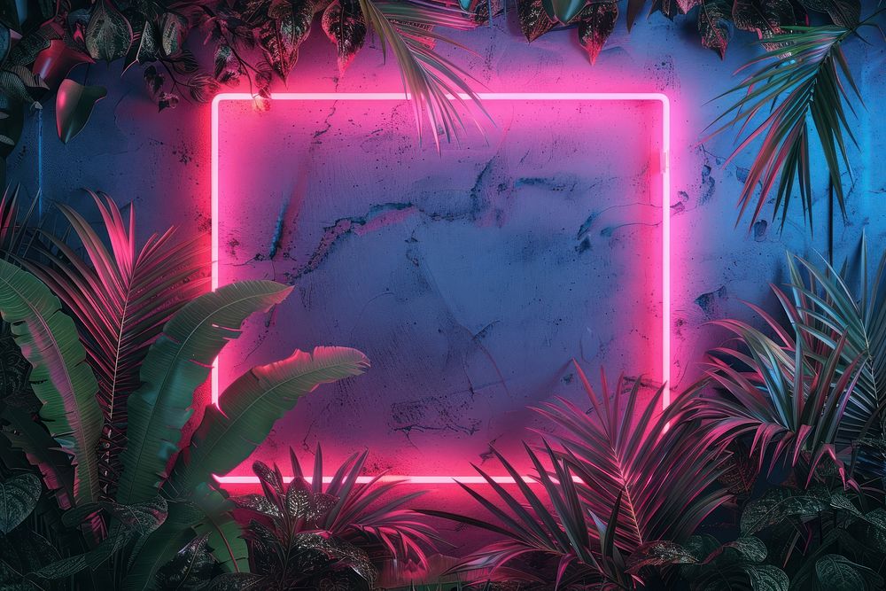 Neon jungle frame art | Free Photo - rawpixel