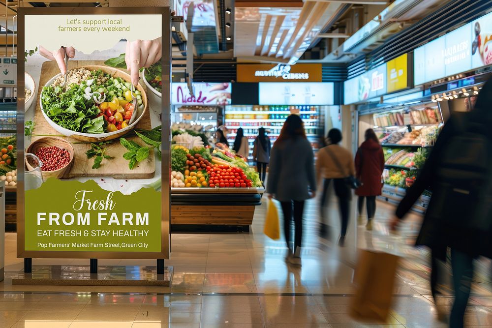 Farm fresh produce advertisement sign | Premium PSD Mockup - rawpixel