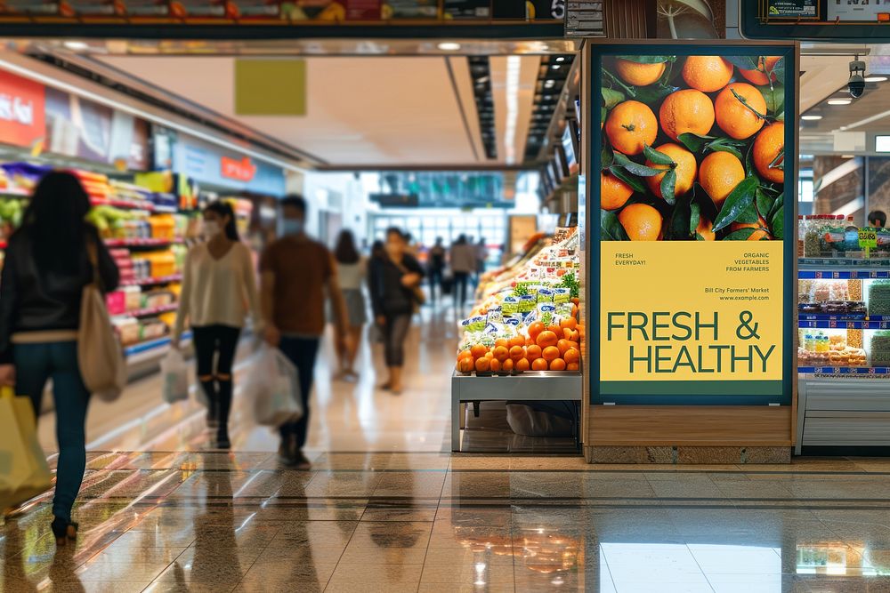 Supermarket fresh produce advertisement sign | Free Photo - rawpixel