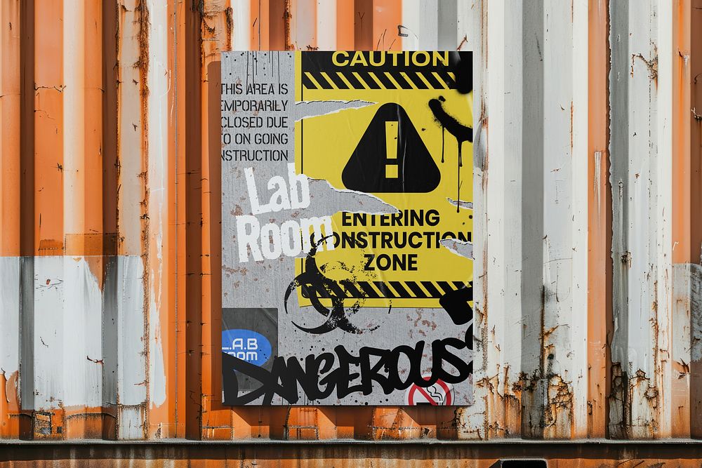 Industrial warning construction zone sign | Free Photo - rawpixel