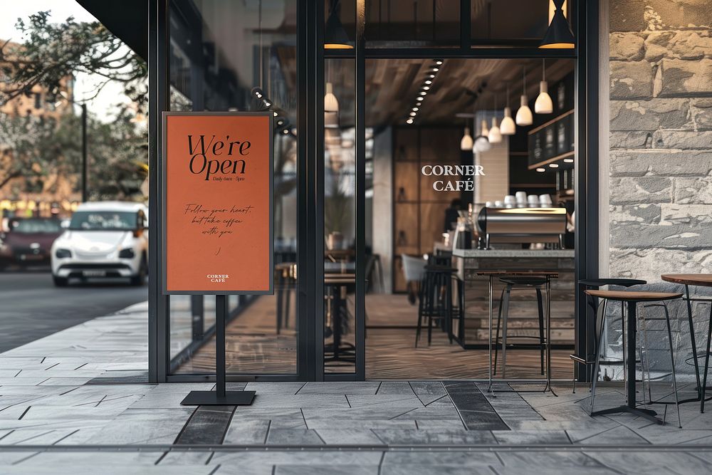 Modern café open sign | Free Photo - rawpixel