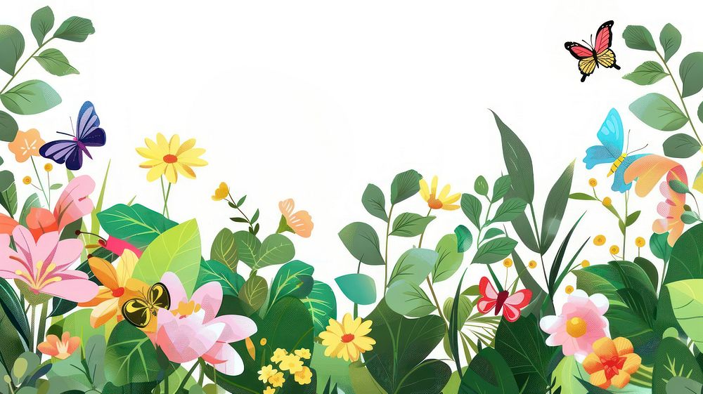 Floral border butterflies butterfly flowers. | Free Photo Illustration ...