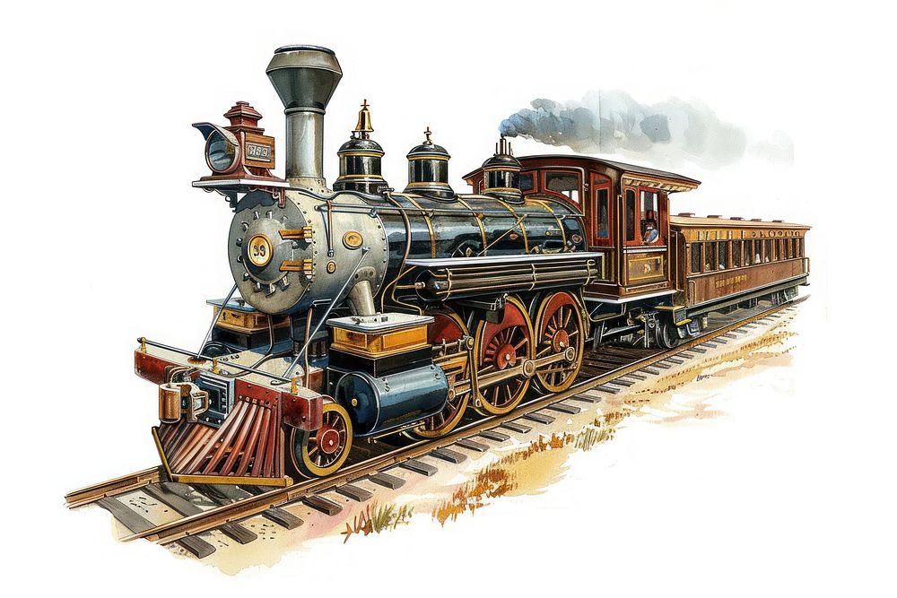 Vintage steam train illustration | Free Photo Illustration - rawpixel