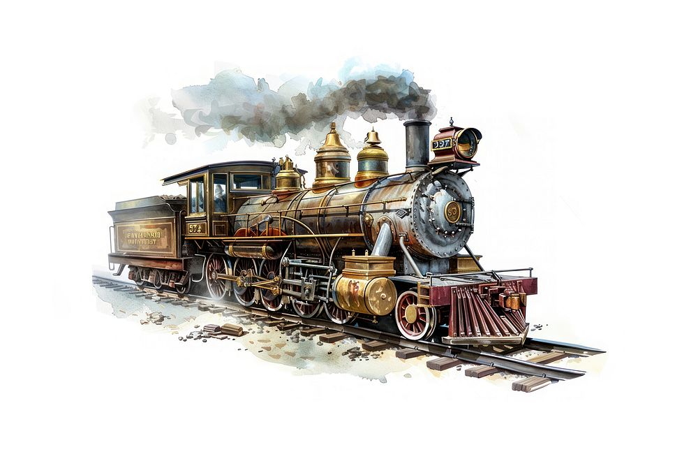 Vintage steam train illustration | Free Photo Illustration - rawpixel