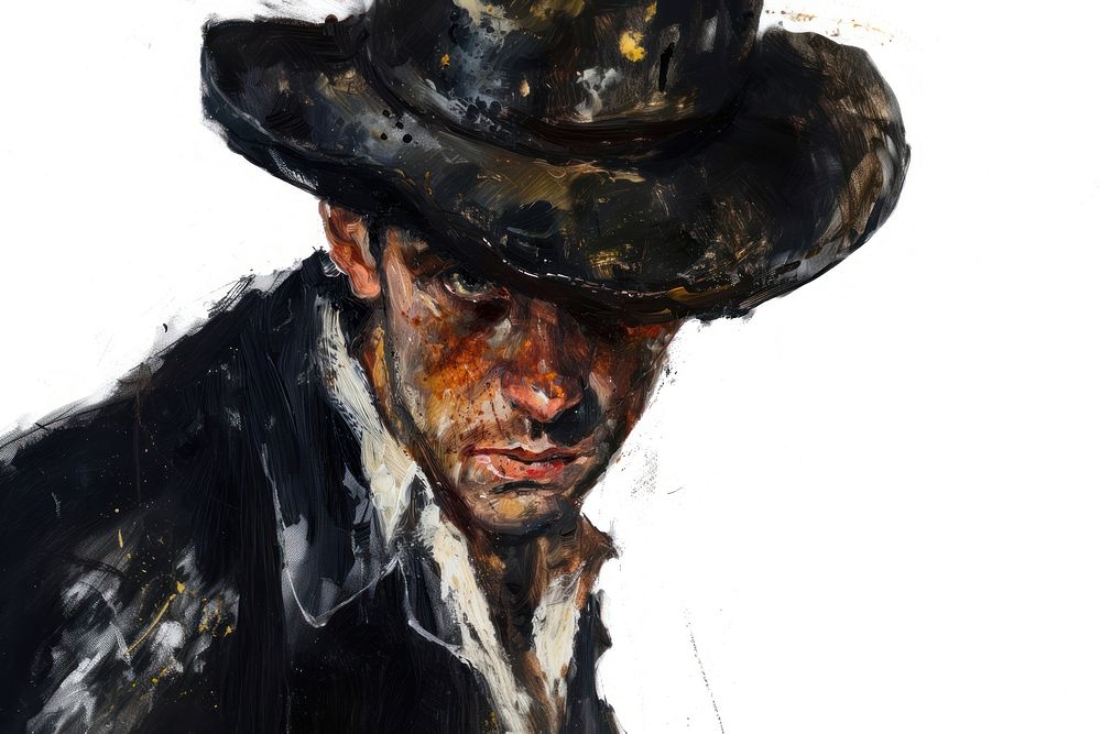 Gritty cowboy portrait painting | Free Photo Illustration - rawpixel