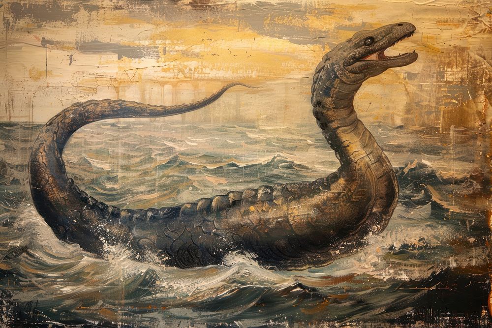 Vintage sea serpent painting | Free Photo Illustration - rawpixel