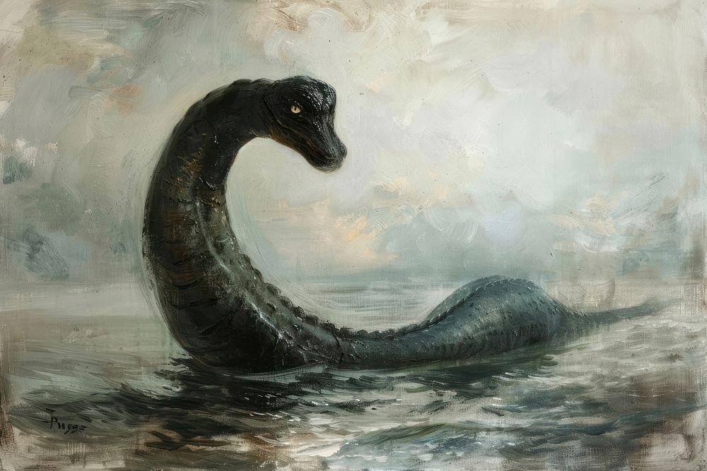 Mysterious lake creature painting | Free Photo Illustration - rawpixel