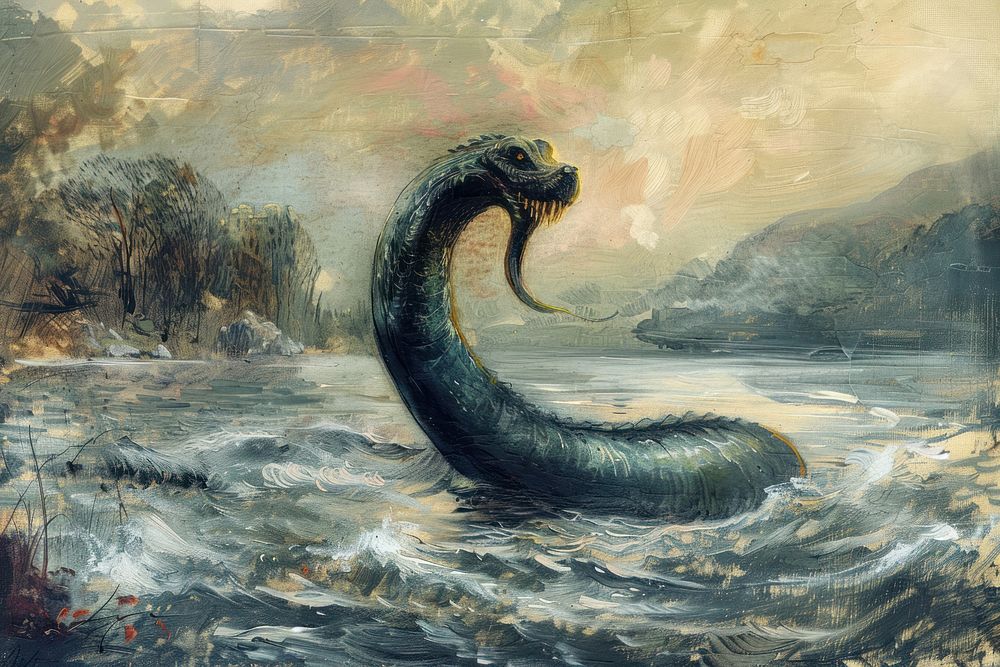 Mysterious sea serpent painting | Free Photo Illustration - rawpixel