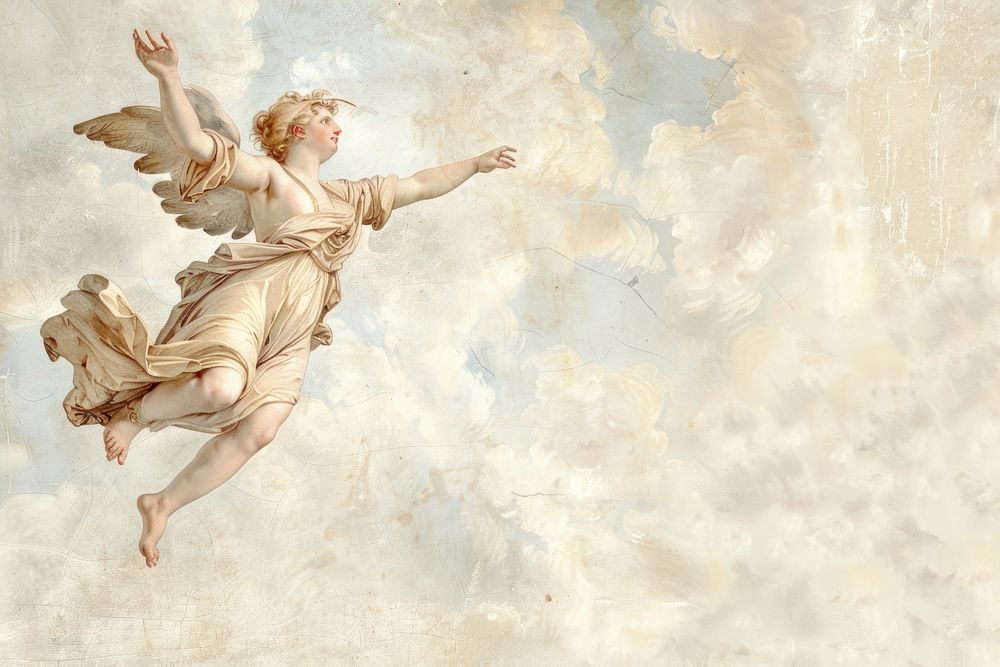 Ethereal angelic figure amidst clouds | Free Photo Illustration - rawpixel