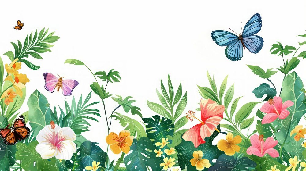 Beautiful floral border butterflies butterfly | Premium Photo ...