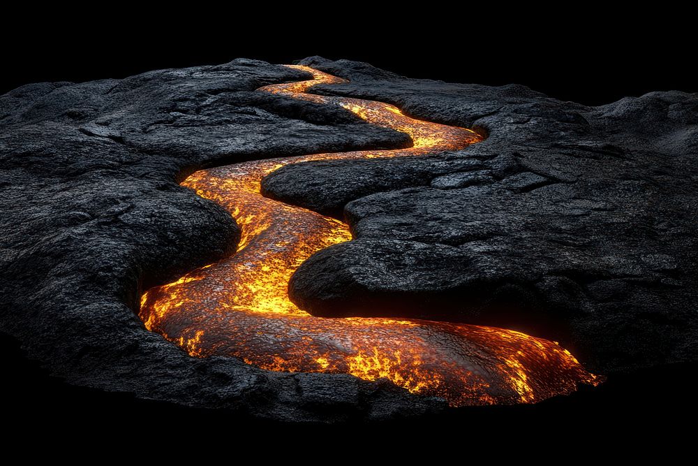 Lava curved path eruption volcano | Free Photo - rawpixel