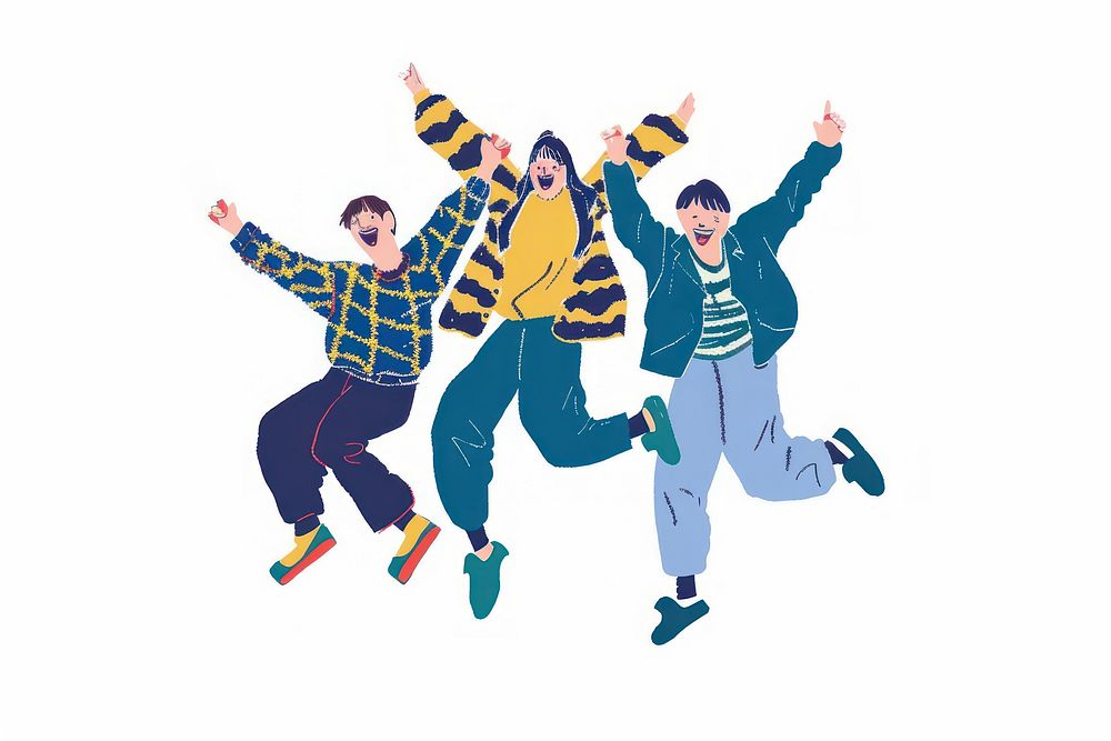 Joyful friends jumping together illustration | Free Photo Illustration ...