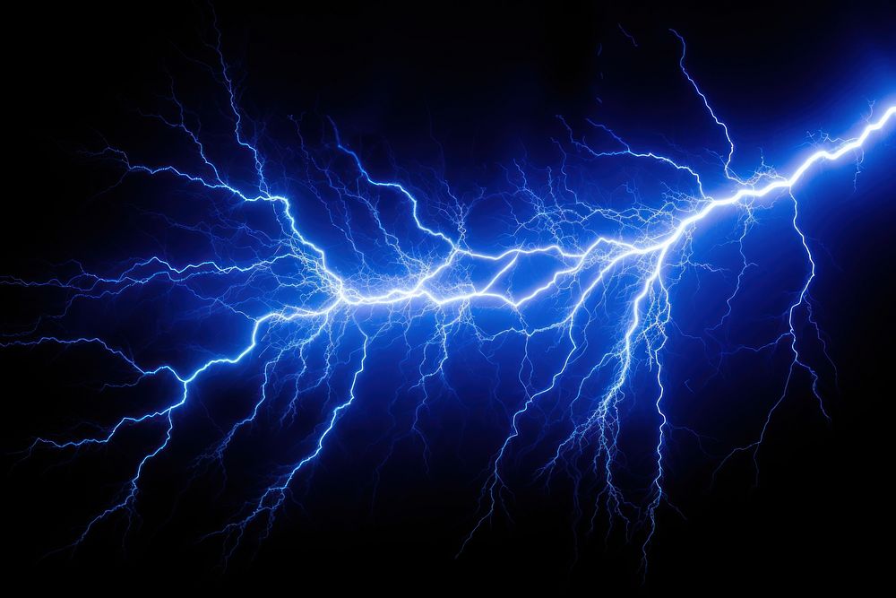 Electric blue lightning bolt striking | Free Photo - rawpixel