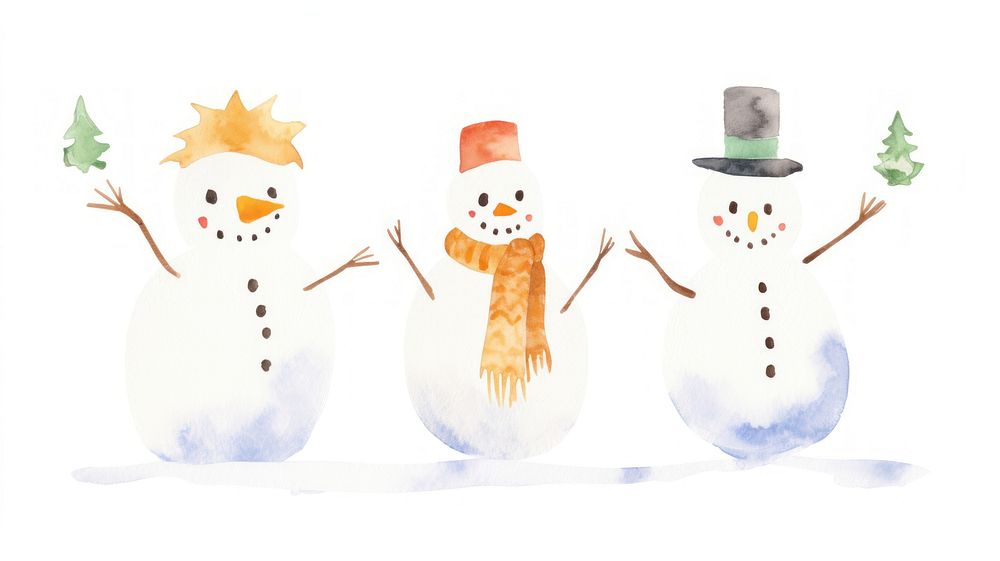Watercolor snowman divider snowmen illustration | Free Photo ...