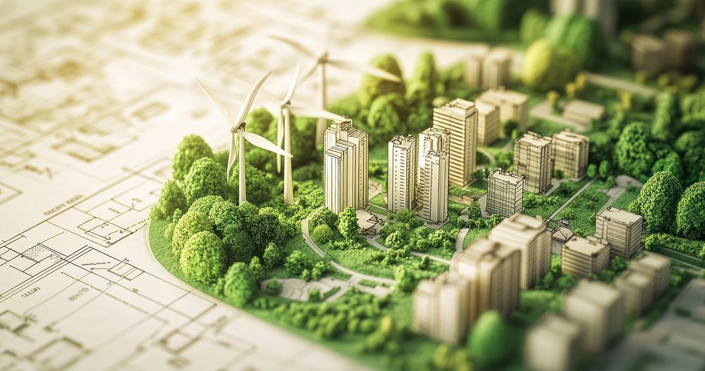 Eco-friendly green blueprint city architecture | Premium Photo - rawpixel