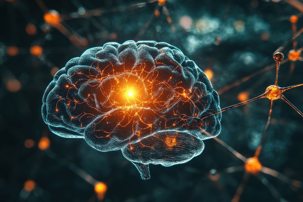 3D render brain glowing neurons | Free Photo Illustration - rawpixel